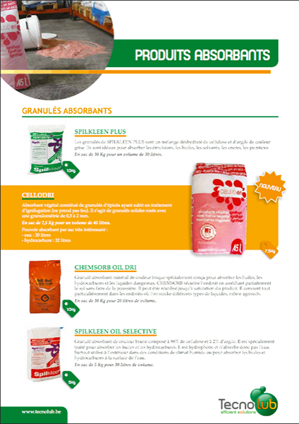 Tecnolub - Votre spécialiste en huiles de coupe Les absorbants