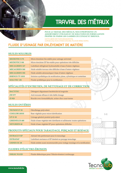Tecnolub - Votre spécialiste en huiles de coupe Huiles de protection